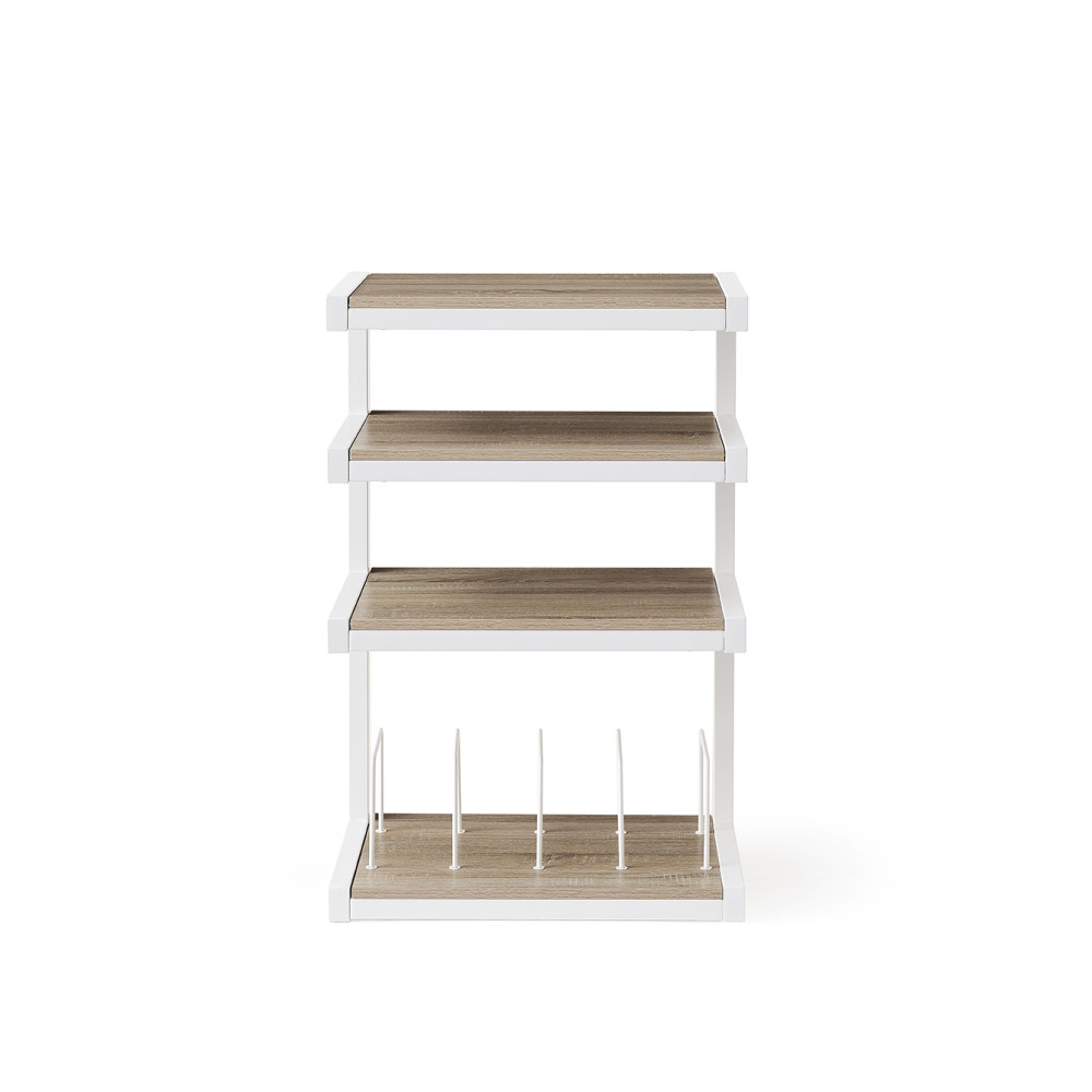 Norstone ESSE HIFI VINYL, hi-fi meubel - Wit satijn/Eik | Hi-Fi+ Benelux