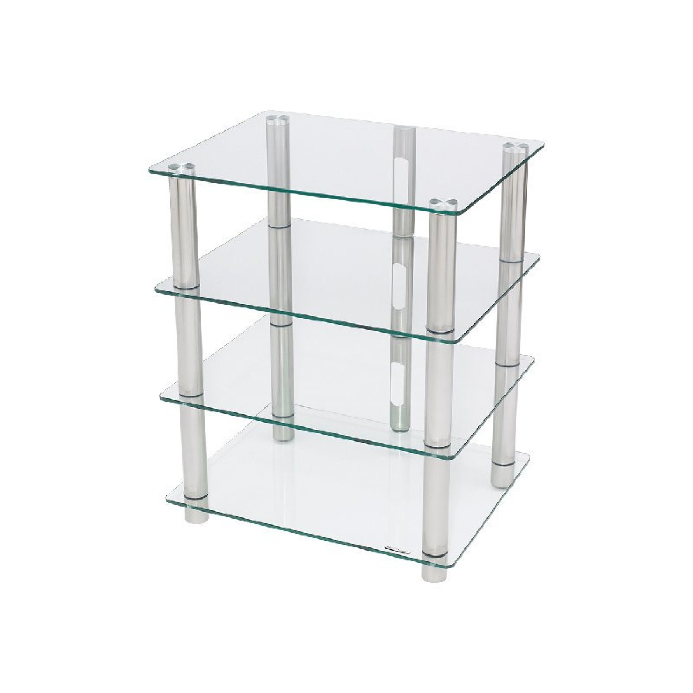 Norstone EPUR 4, hi-fi rack - Zilver/Clear glass | Hi-Fi+ Benelux